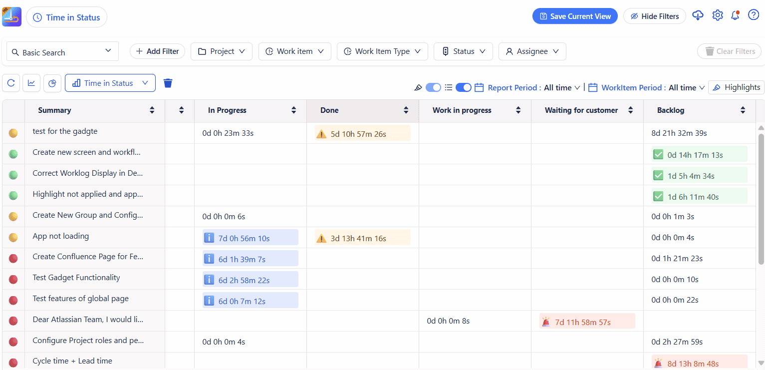 Colored Time in Status for Jira - Atlassway